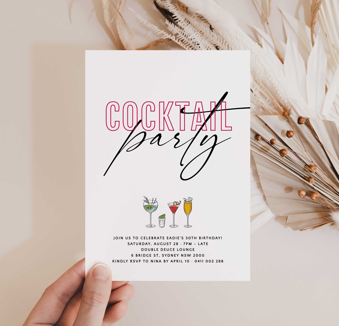 Cocktail Party Invitation, Cocktail Party for 30th Birthday, 30th ...
