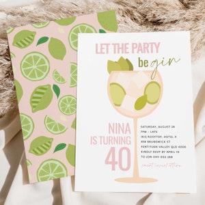 40th Invitation Women, 40th Gin, Birthday 40th Invite, 40th Cocktail ...