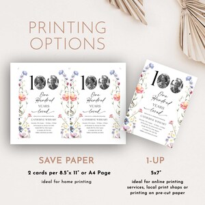 100th Birthday Invitation With Photo, 100 Years Loved Digital Birthday ...