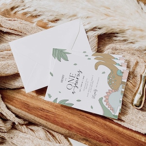 One-a-saurus Invites, Dino First Birthday, Dinosaur Birthday Invitation ...