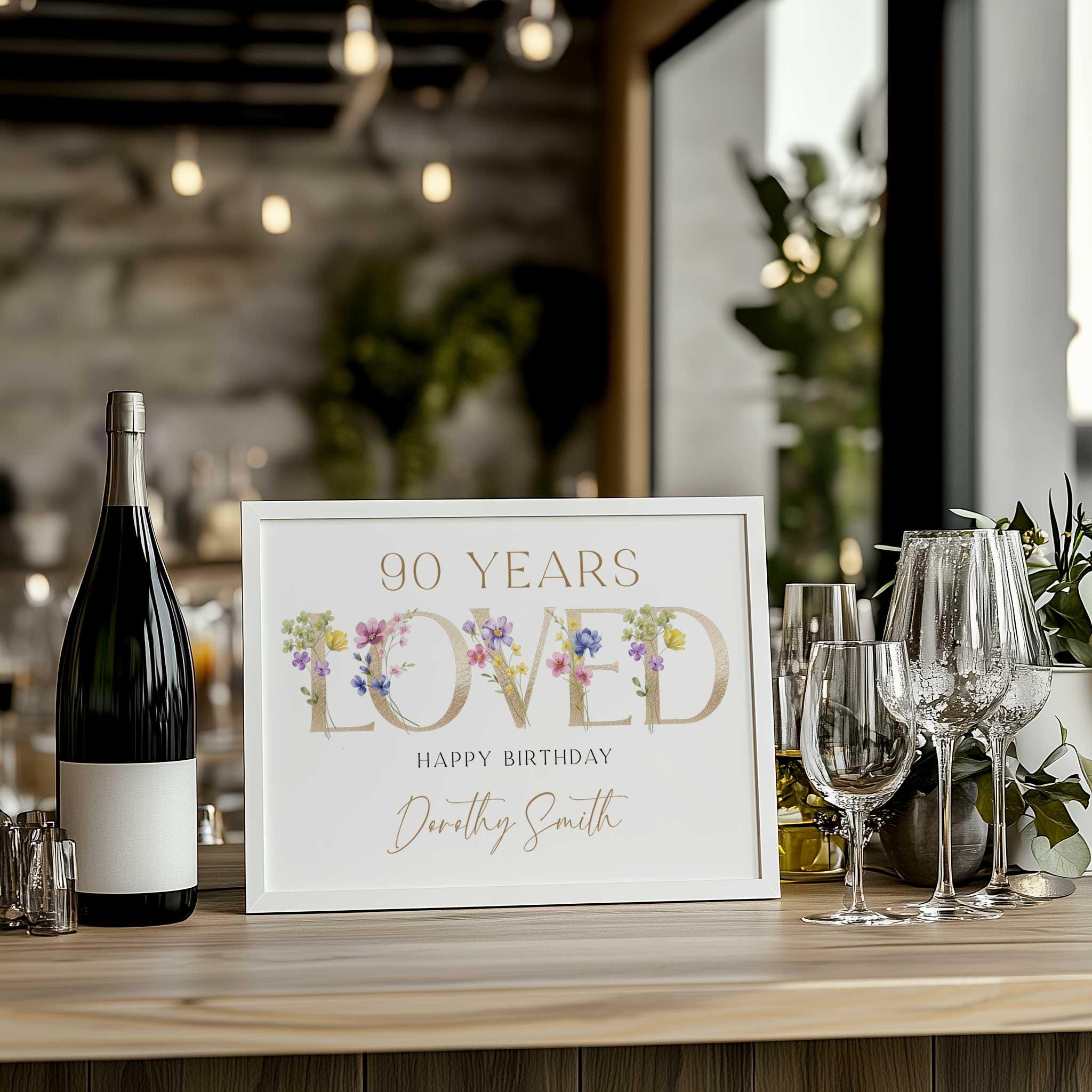90 Years Loved, 90th Birthday Party Welcome Sign, 90th Birthday Party ...