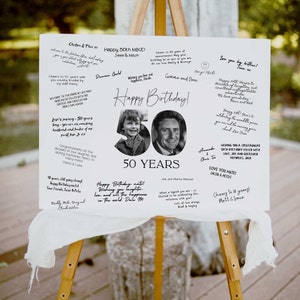 50th Birthday Signature Board Printable, Minimal 50th Birthday Photo ...