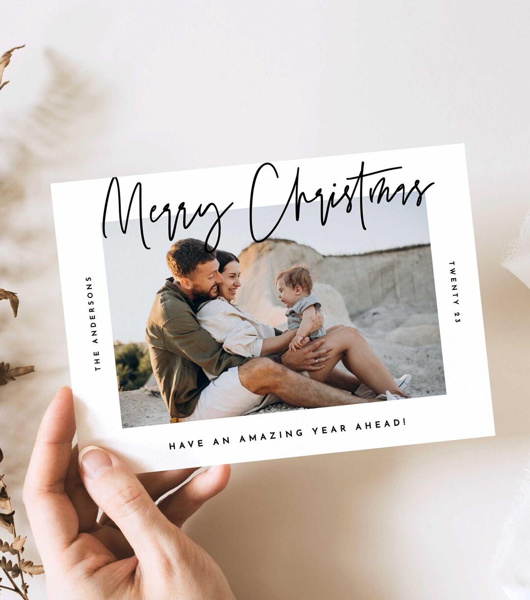 EDITABLE Merry Christmas Holiday Card With Photo, Minimalist Photo ...