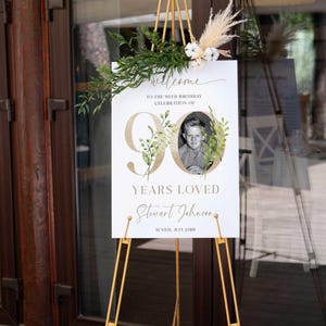 90th Birthday Welcome Sign, 90 Years Loved Sign, Male 90th Welcome Sign ...