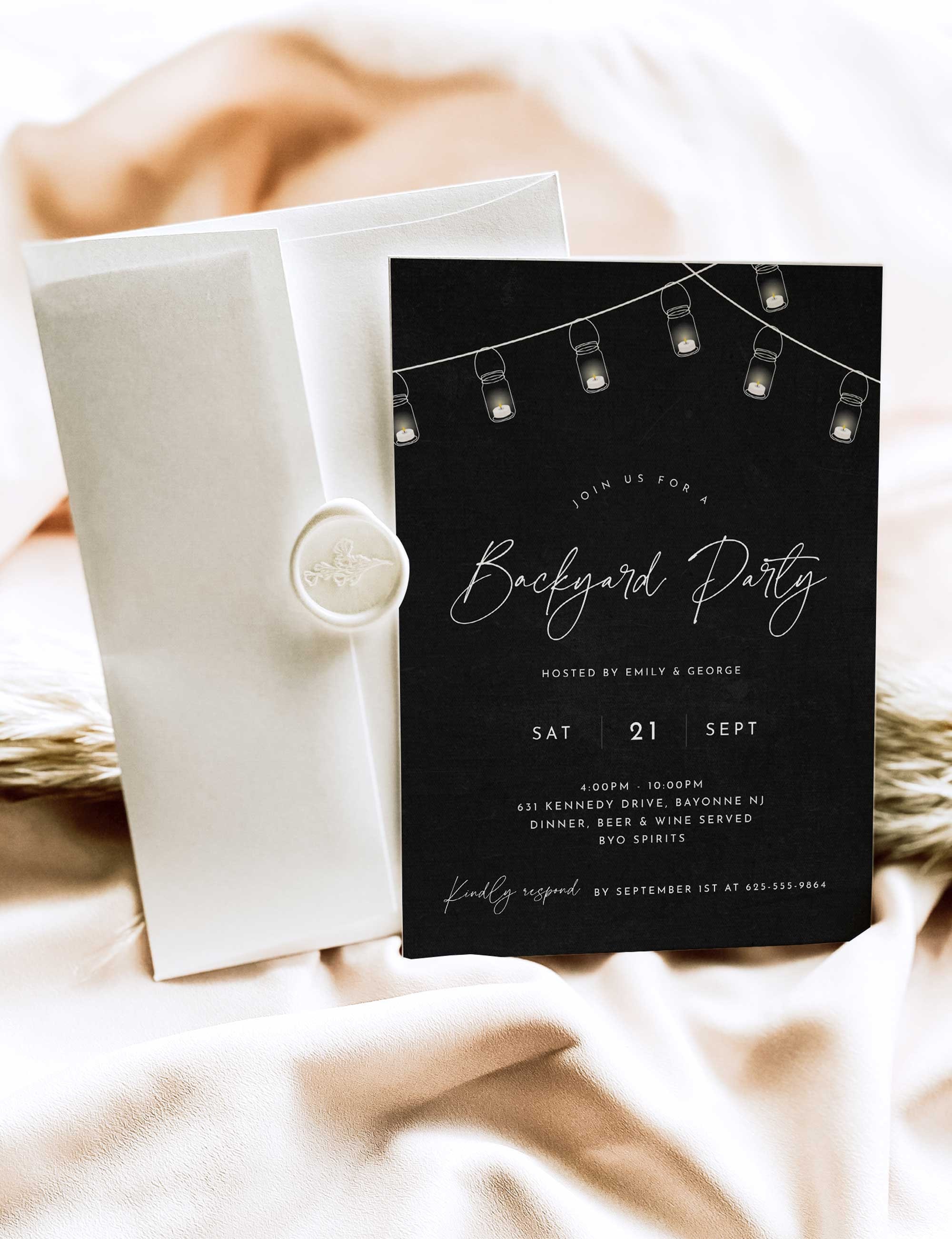 Backyard Party Invitation Template Minimal Backyard Party - Etsy