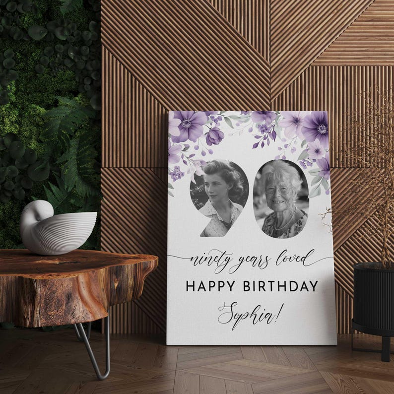 90 Years Loved, 90th Birthday Welcome Sign, Floral 90th Welcome Sign ...