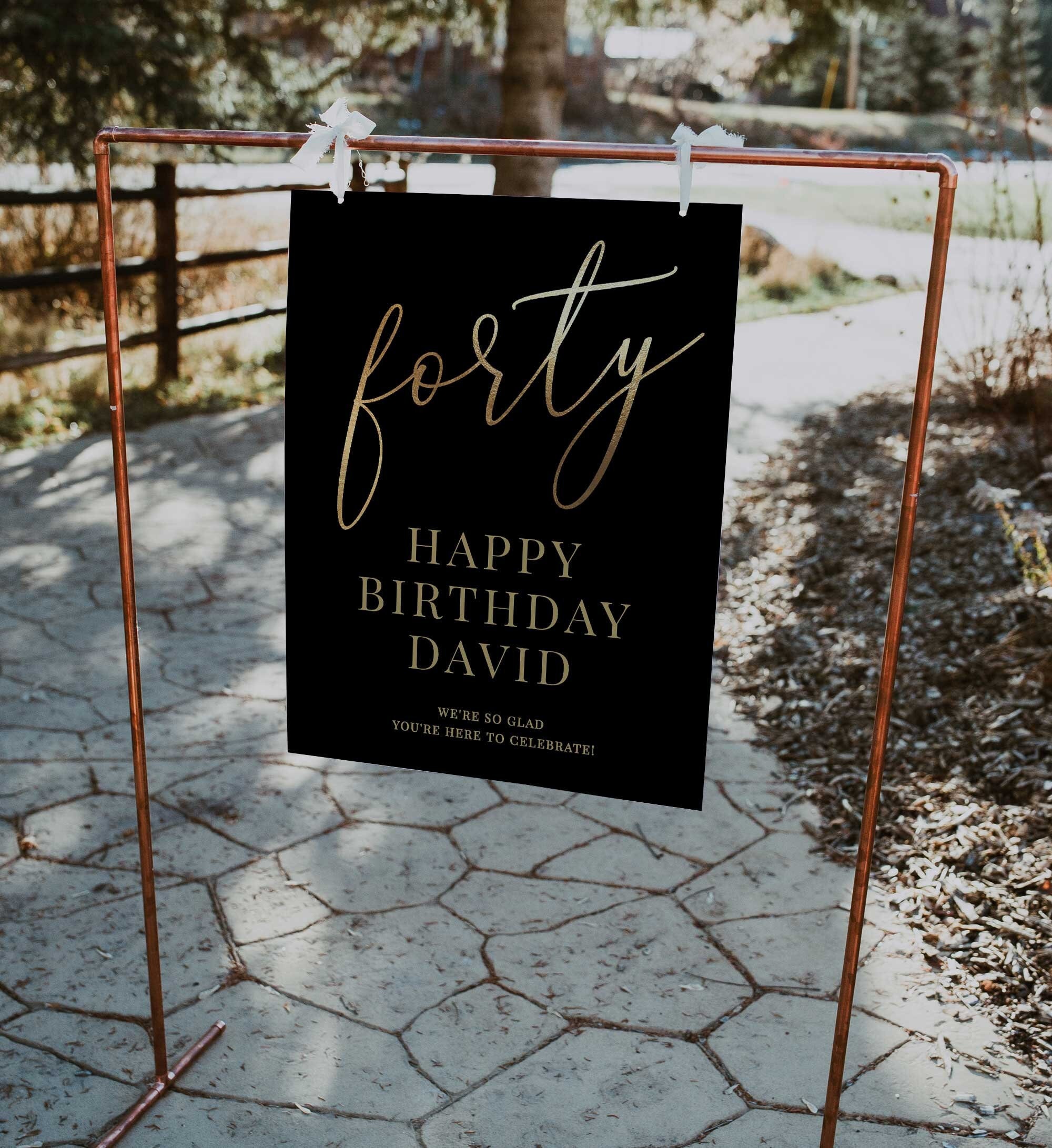 Gold Foil 40th Birthday Welcome Sign, Simple 40th Black and Gold Poster ...