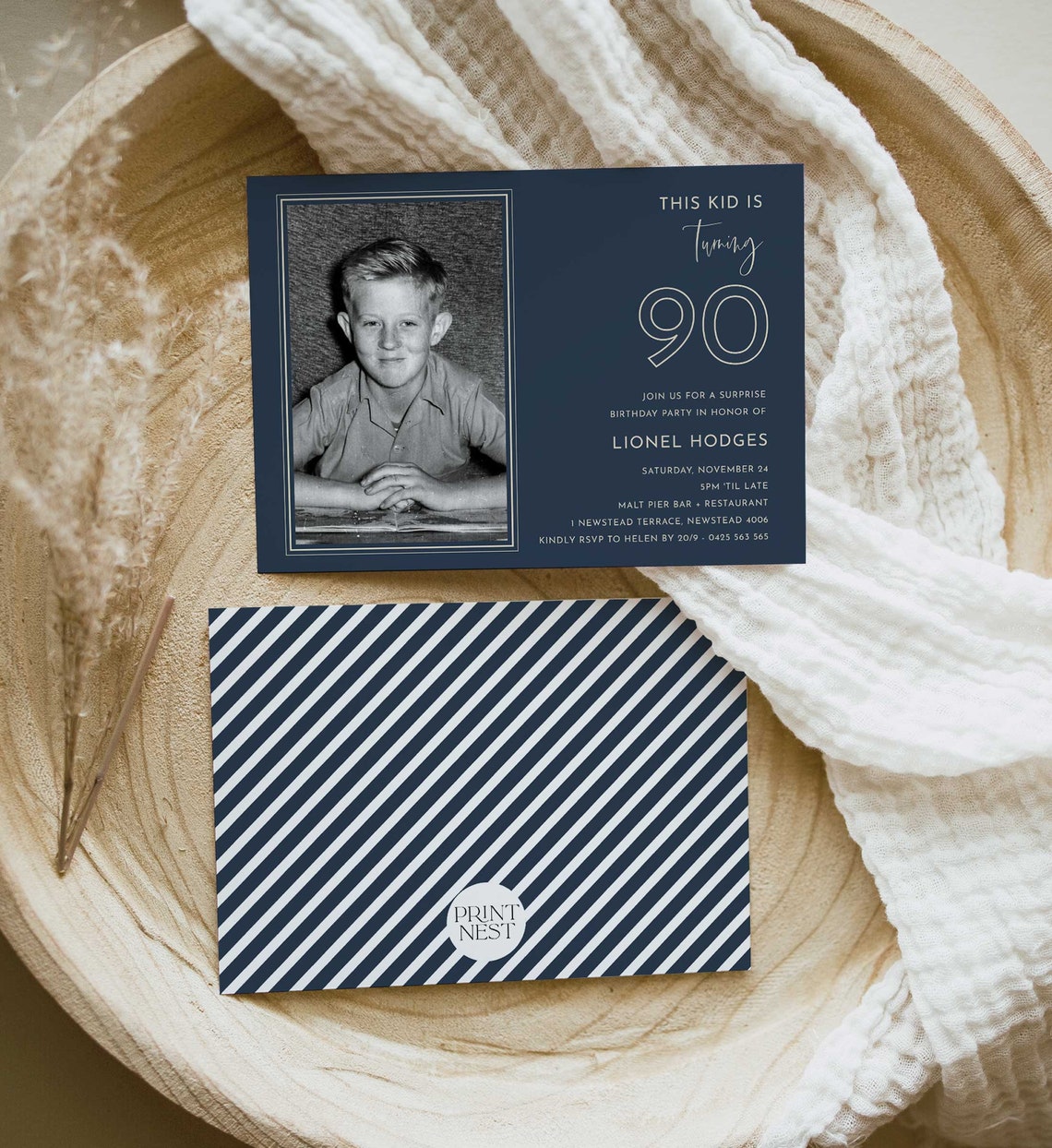 Surprise 90th Invitation for Men With Photo, Funny Photo 90th ...