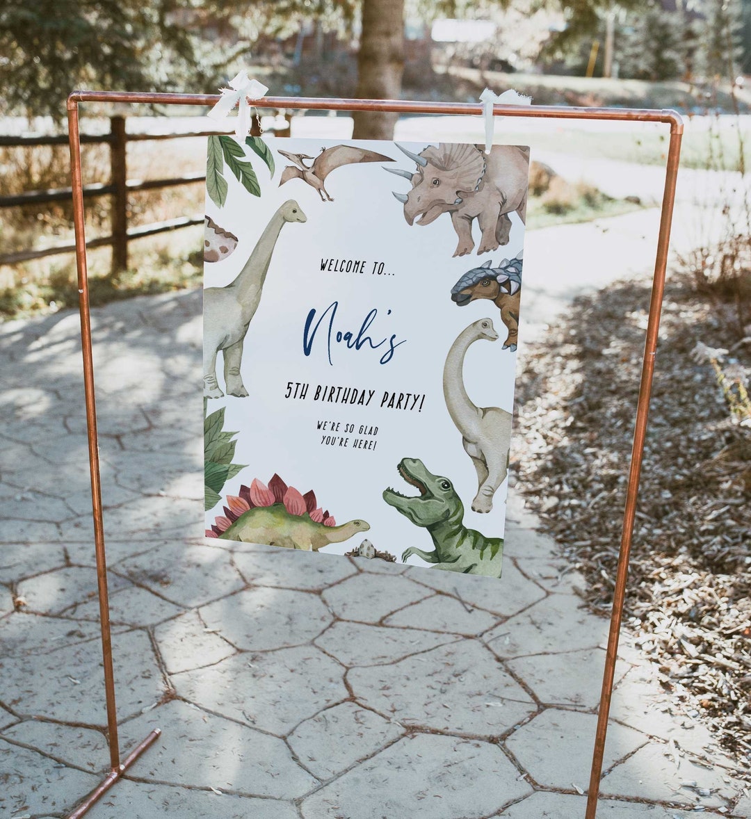 Dinosaur Welcome Sign, Dinosaur Birthday Welcome Sign, Jurassic, Trex ...