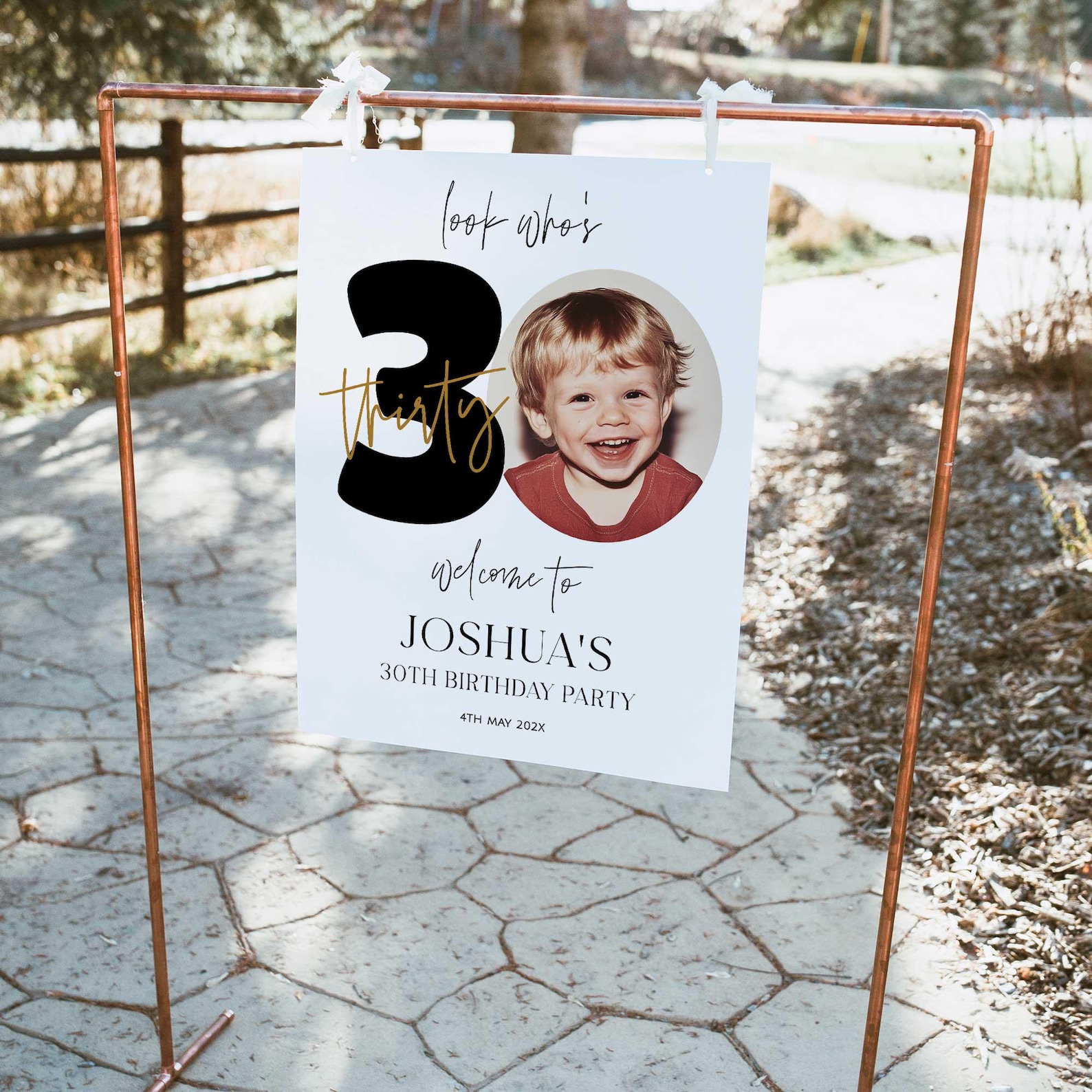 Look Who's 30 Welcome Sign With Photo, Modern 30th Birthday Welcome ...