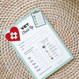 Vet Check up Sheet, Pet Check up Exam Sheet, Printable, Dog Birthday ...