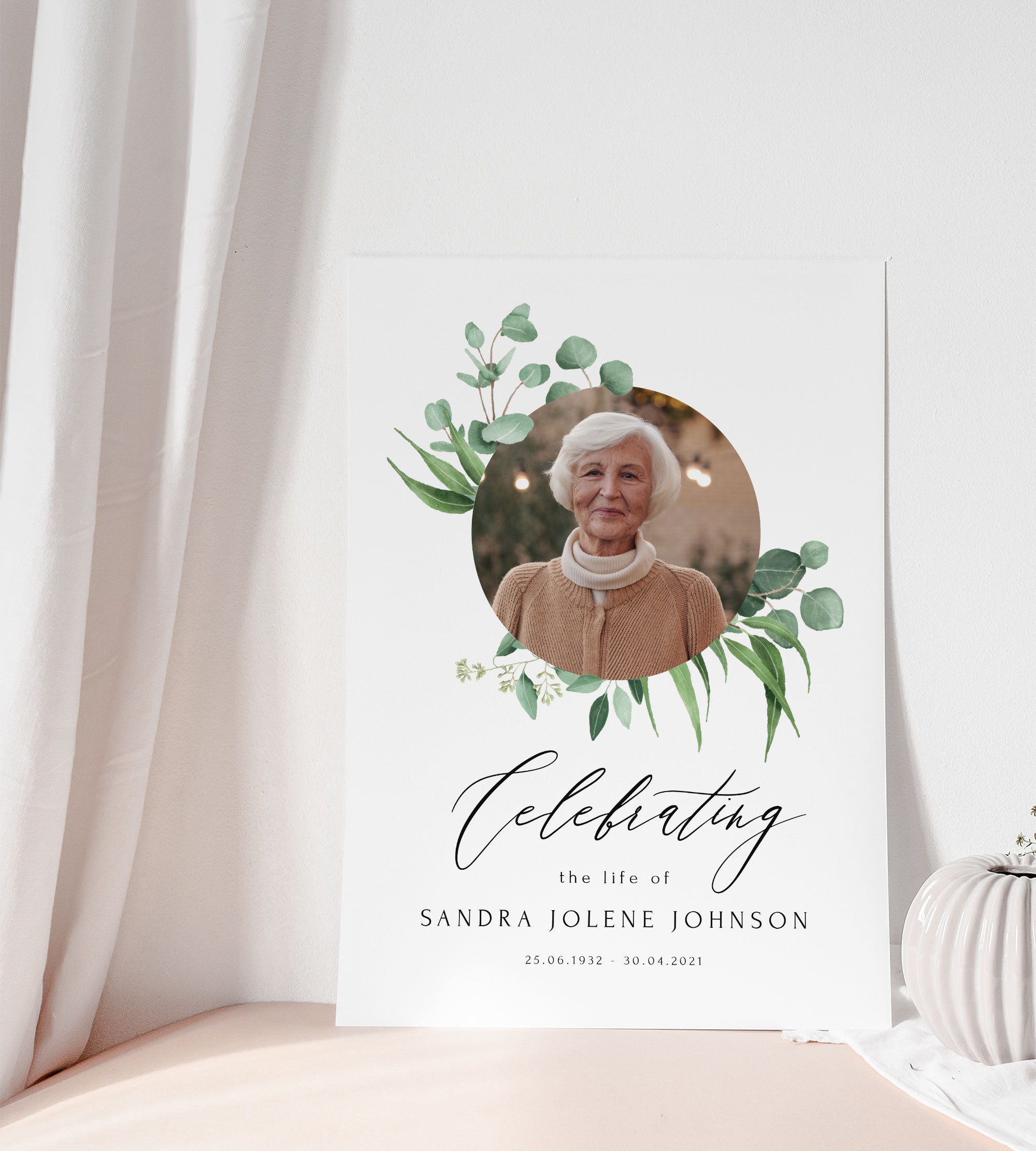 Greenery Funeral Sign Template Eucalyptus Funeral Sign | Etsy