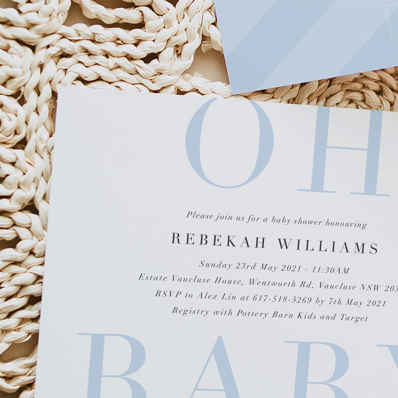 OH BABY Baby Shower Invitation Blue Oh Baby Invitation - Etsy