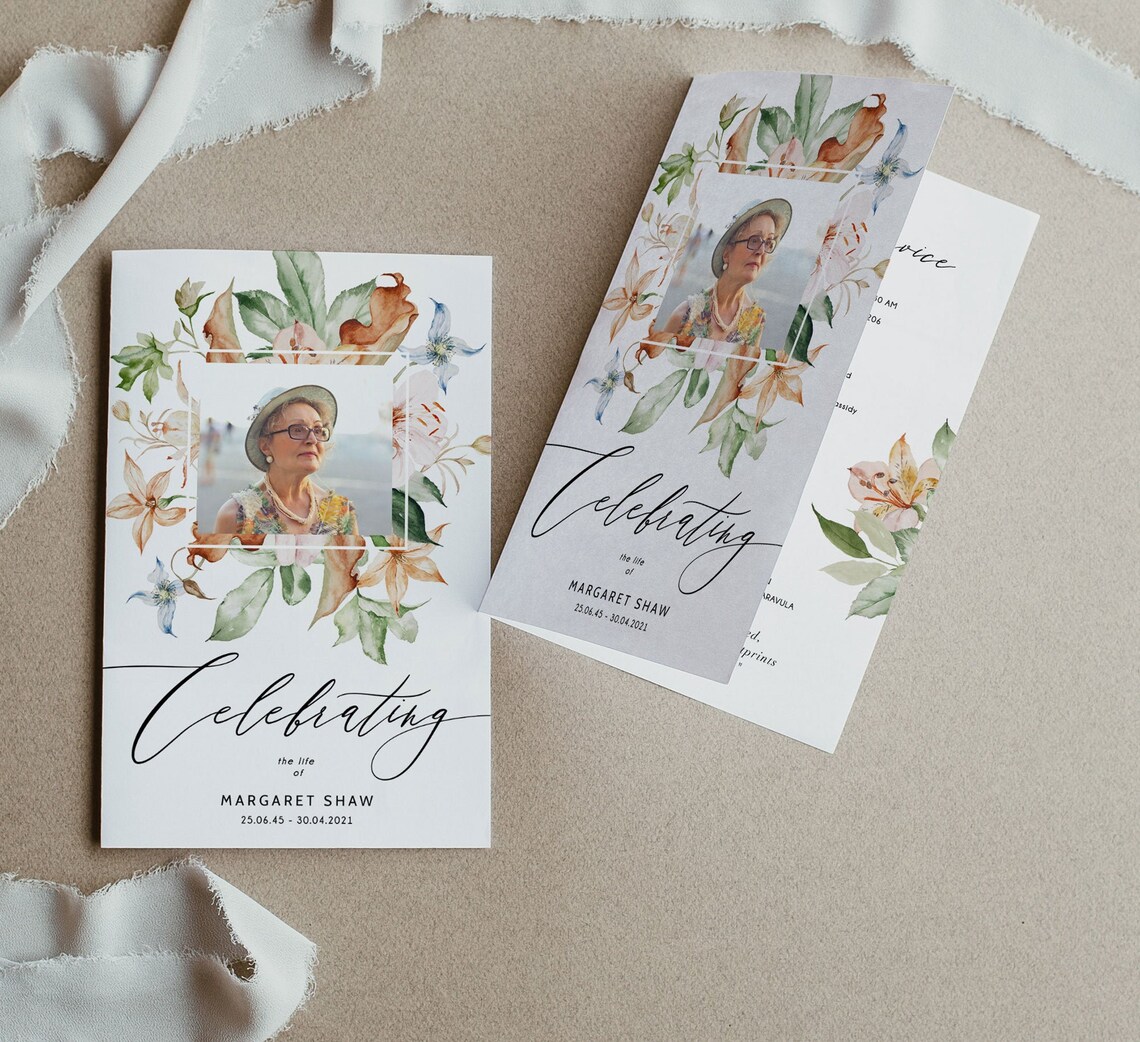 Floral Funeral Program Template Flowers Funeral Program - Etsy