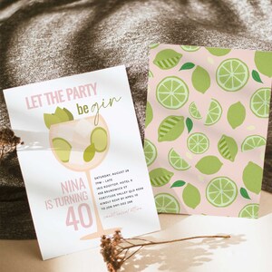 40th Invitation Women, 40th Gin, Birthday 40th Invite, 40th Cocktail ...