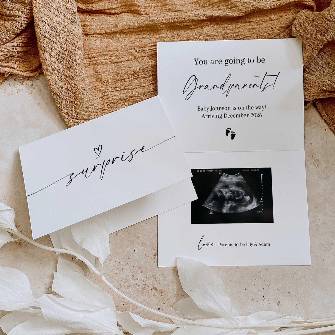 Pregnancy Announcement Card for Grandparents, Surprise New Baby ...