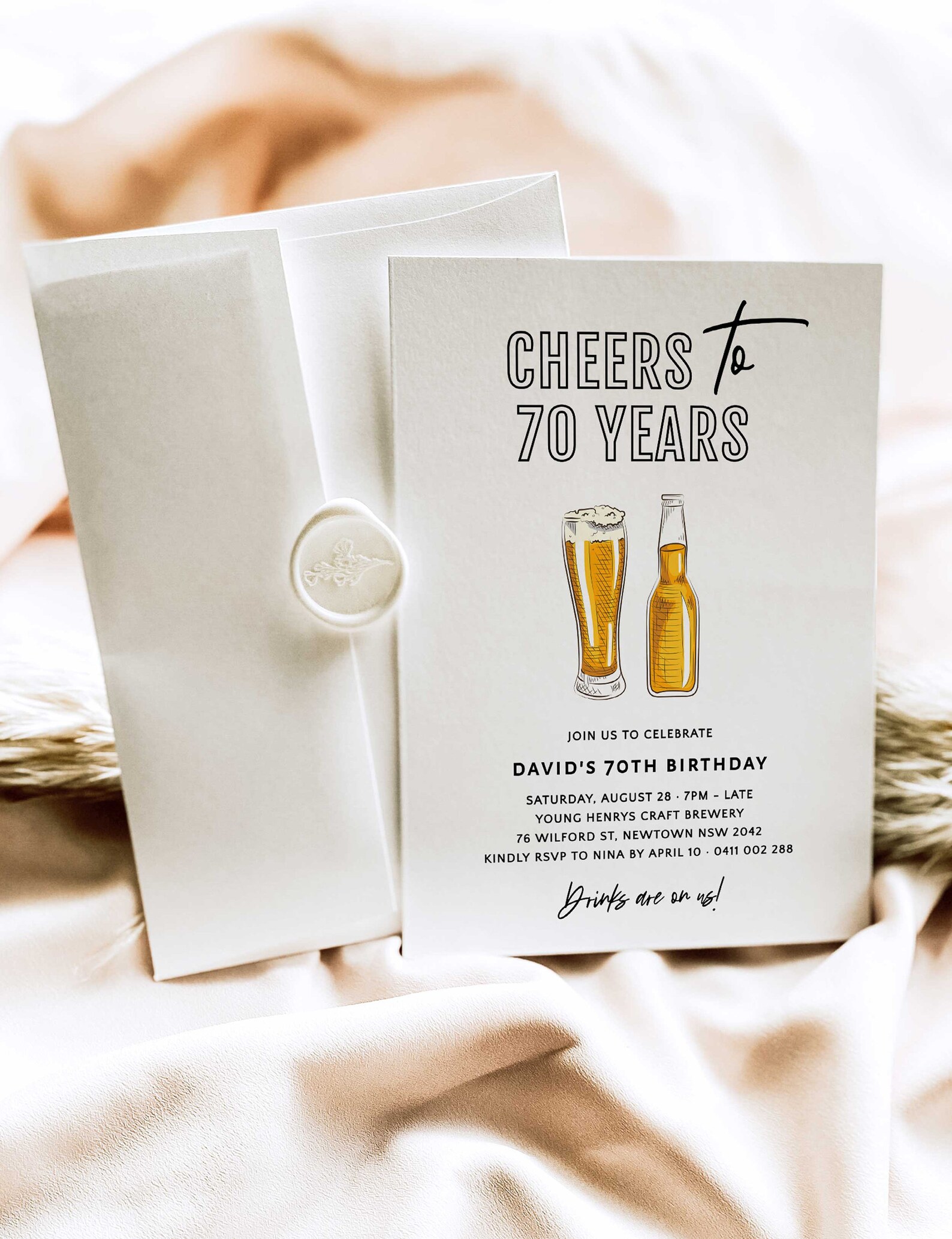 70th Beer Invitation Instant Download Cheers to 70 Years | Etsy