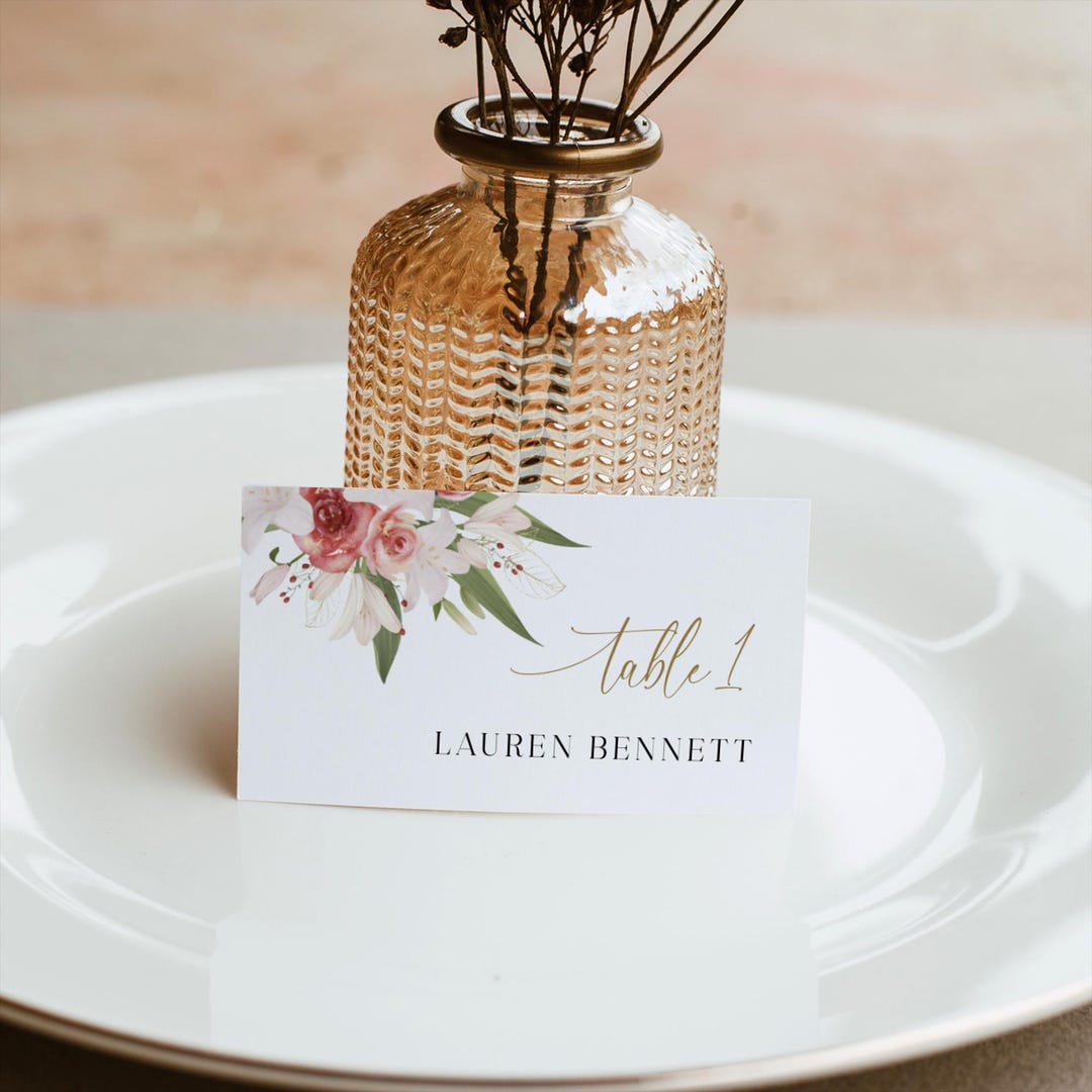 Place Card Template for Birthday, Editable Wedding Name Cards ...