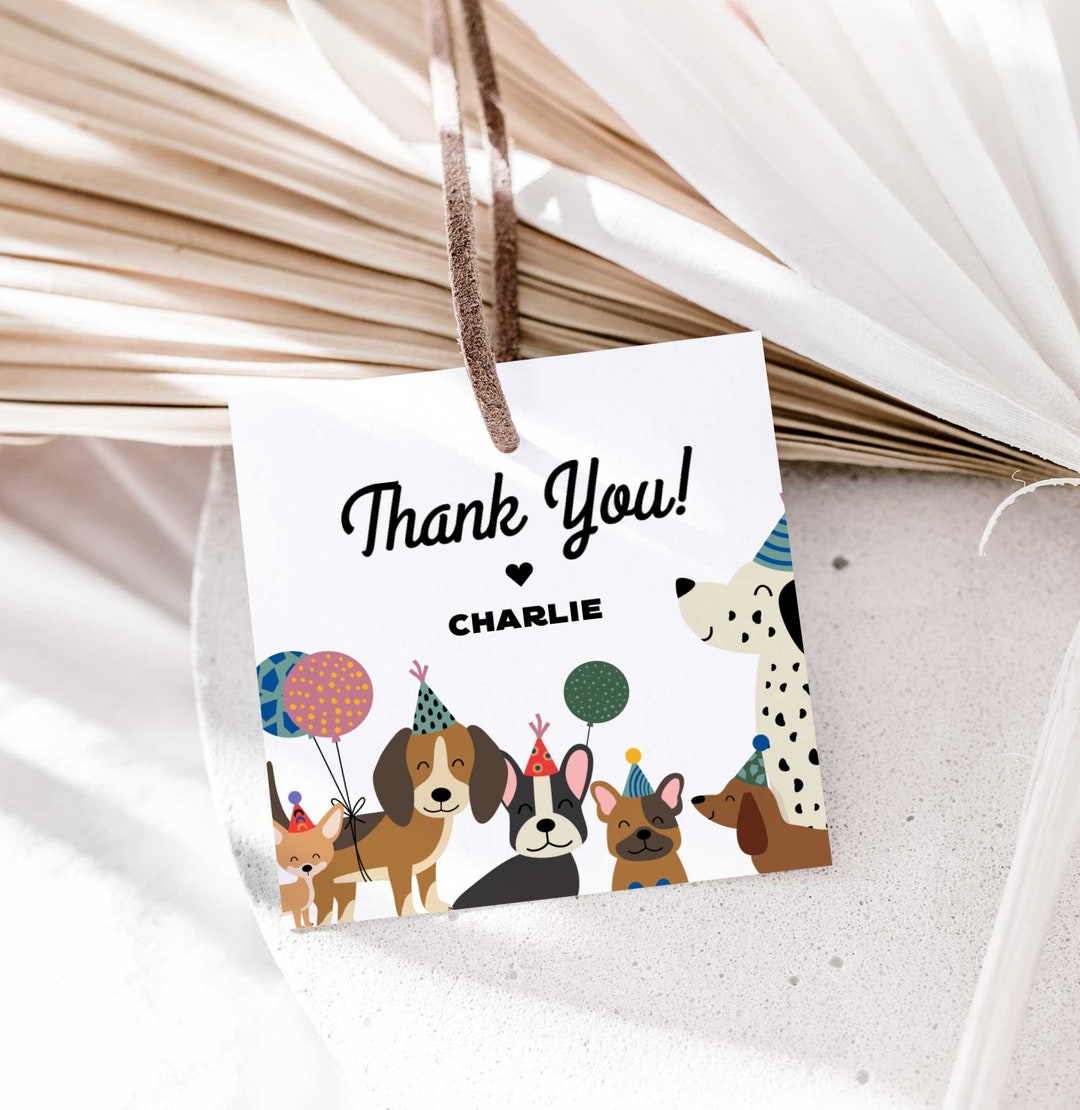 Editable Dog Birthday Favor Tags, Puppy Party Thank You (printable) - Etsy