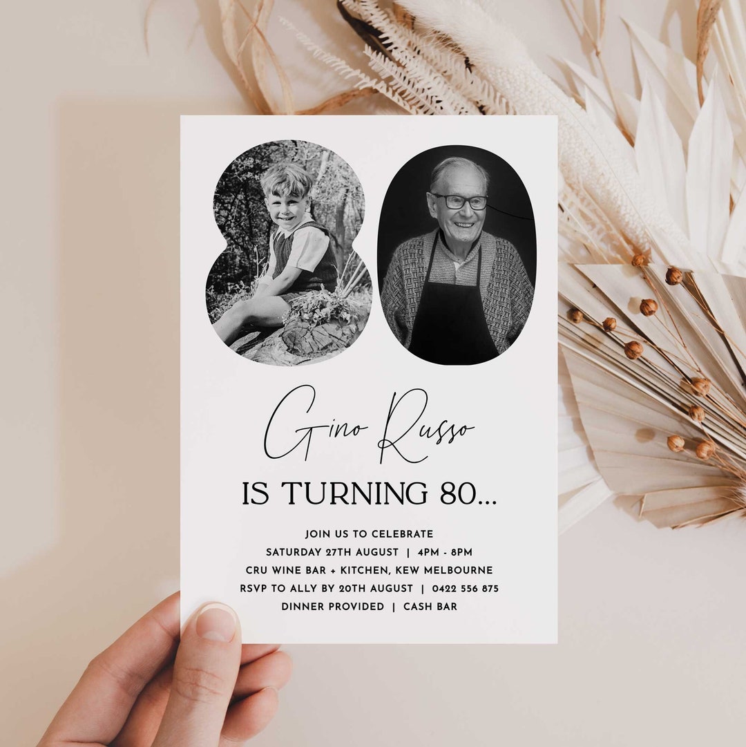 80th Invitation With Photo, Look Who's 80, 80th Birthday Invitation ...