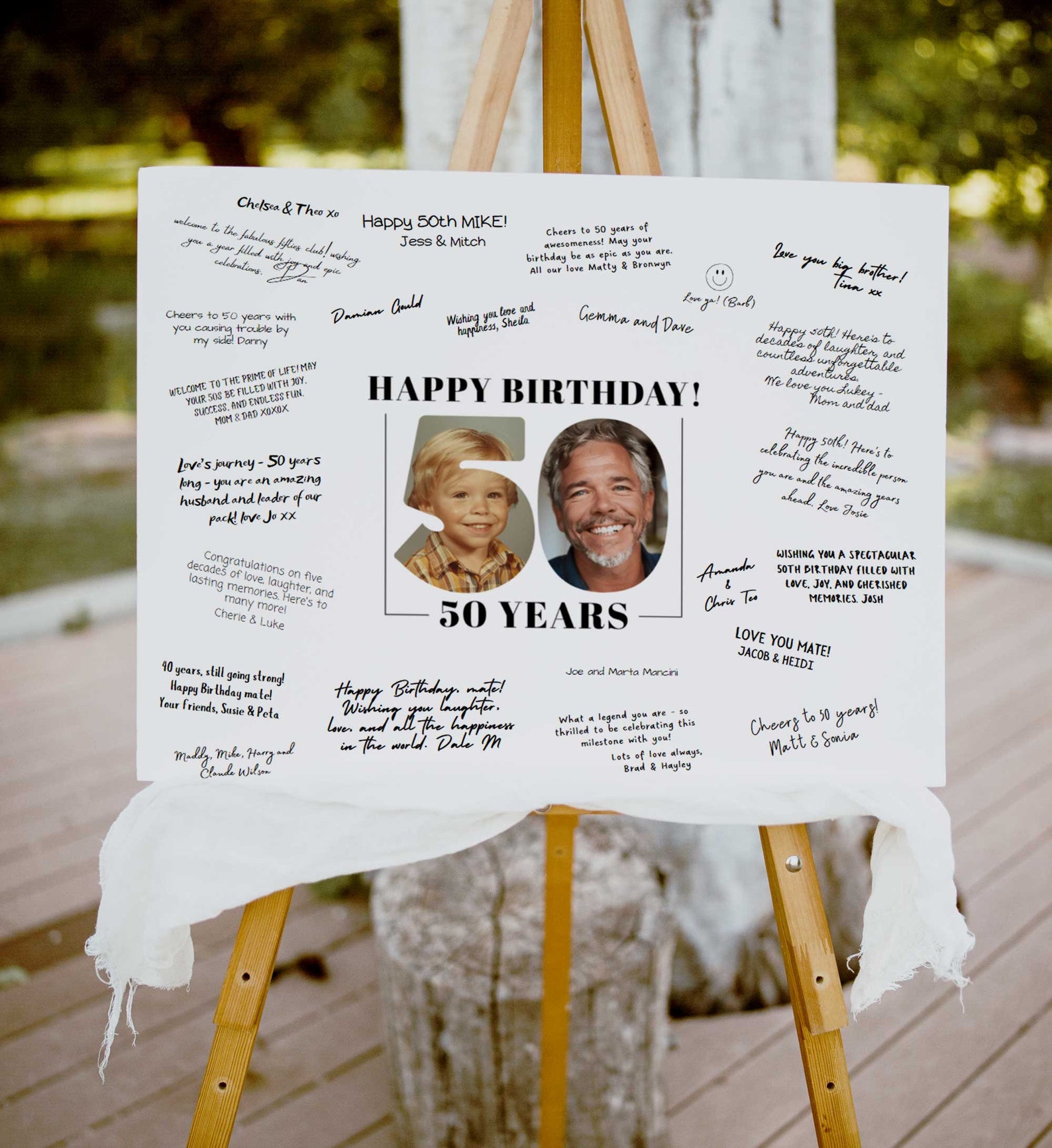 50th Birthday Signature Board Printable, Minimal 50th Birthday Photo ...