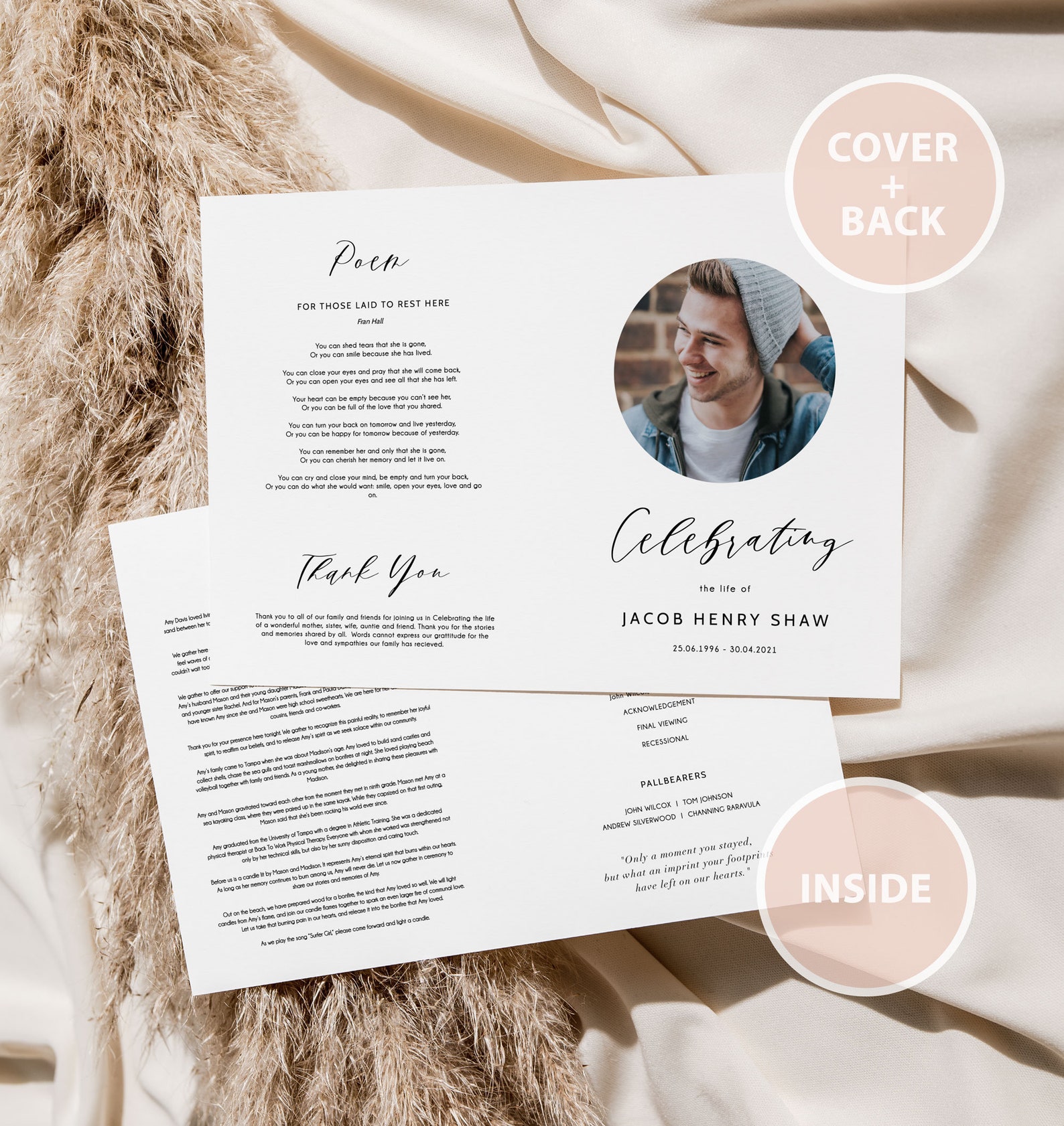 Simple Funeral Program Template Modern Funeral Program | Etsy