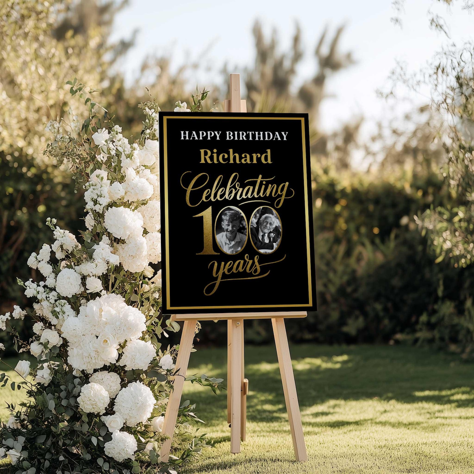 100 Years Loved Sign, 100th Birthday Welcome Sign, Black and Gold 100th ...