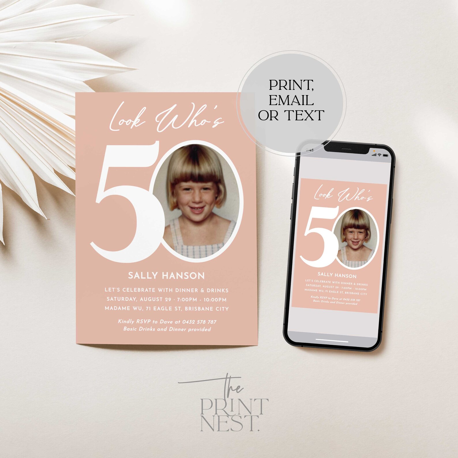 50th Invitation With Photo for Women, Look Who's 50, Female 50th ...