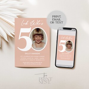 50th Invitation With Photo for Women, Look Who's 50, Female 50th ...