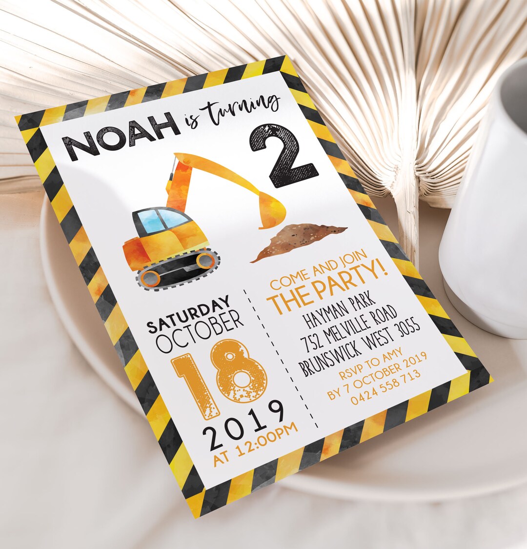 Construction Party Invitation, Construction Birthday Invitation, Under ...