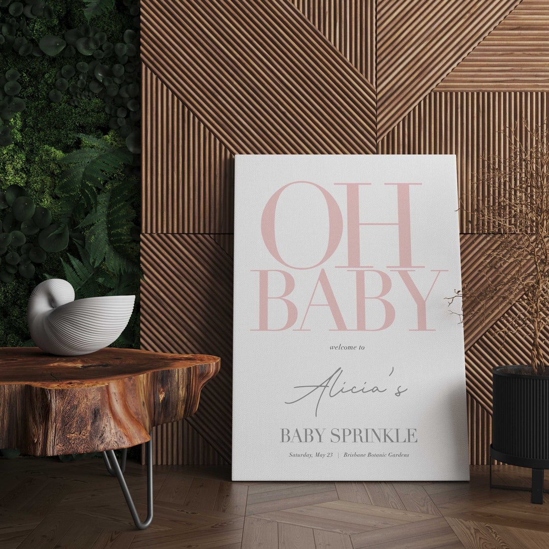 Baby Sprinkle Welcome Sign, Pink Baby Sprinkle Poster, Simple Baby ...