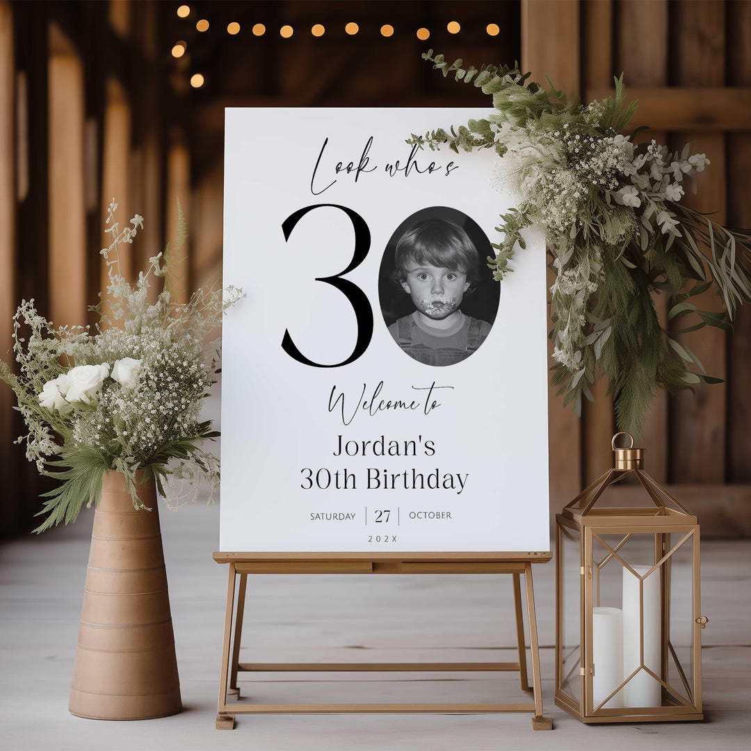 30th Birthday Welcome Sign: Photo Template (digital Download) - Etsy
