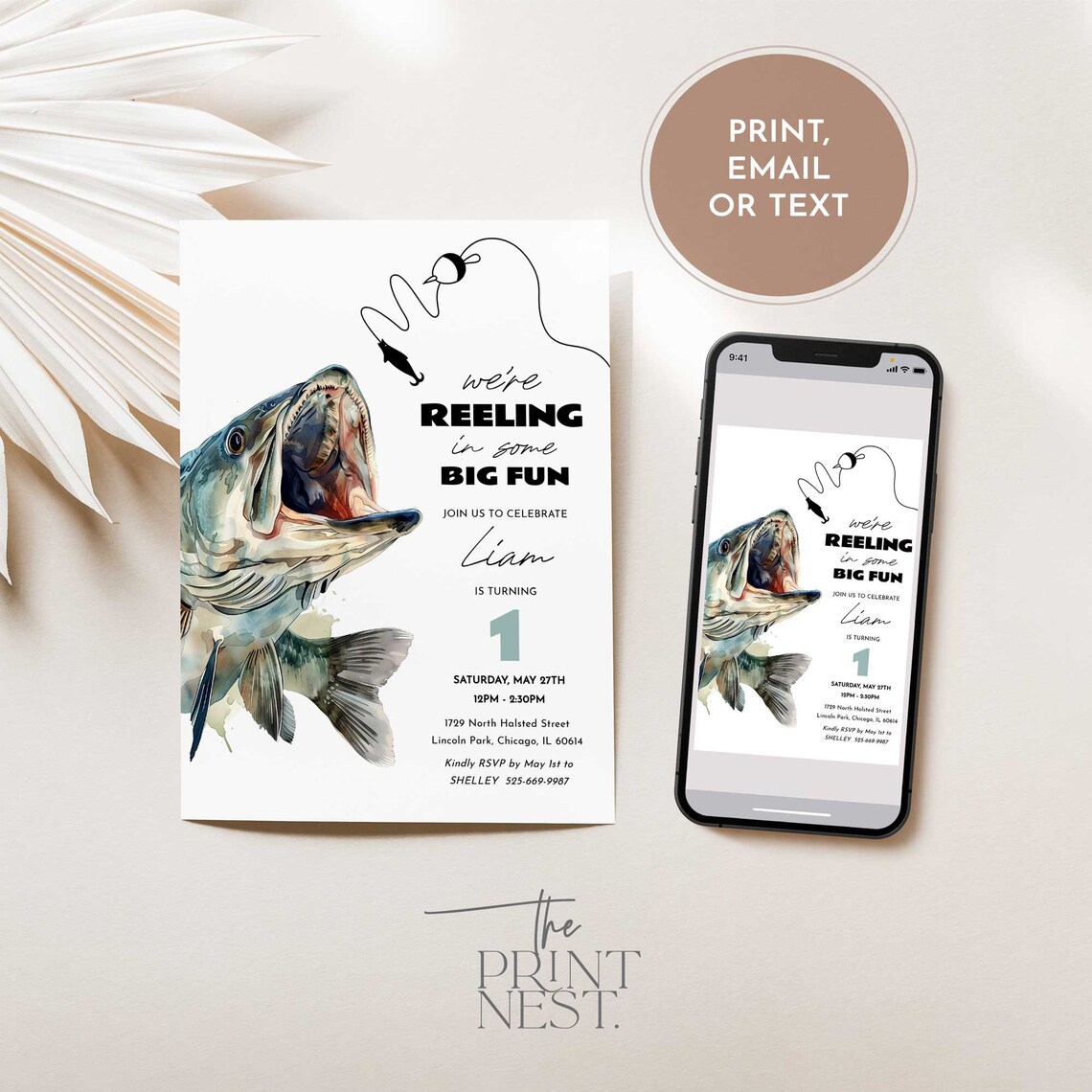 Bass Fishing Birthday Invitation, Fish Birthday Invitation, Bass ...