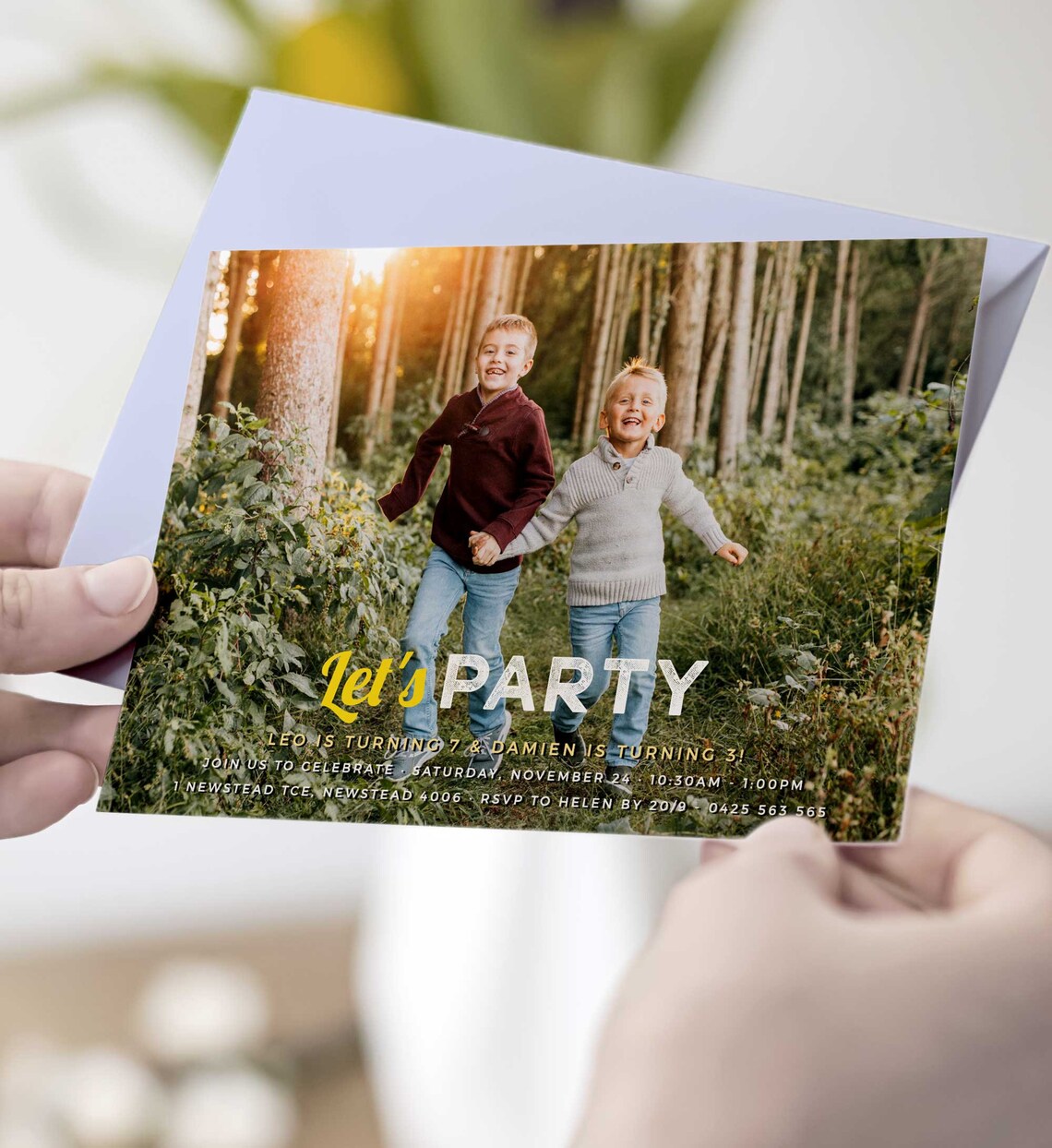 Joint Birthday Party Invitation Template With Photo, Brothers Birthday ...