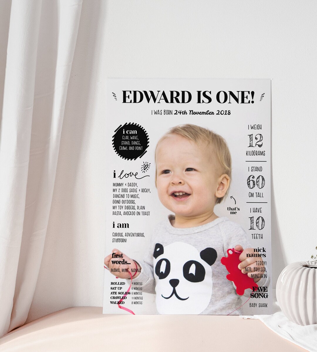 Milestone Poster, Milestone Chalkboard, Birthday Photo Poster, 1st ...