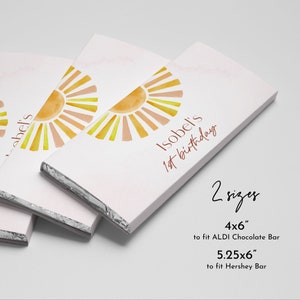 Sun Candy Bar Wrappers, Sun Chocolate Wrapper, Sunshine Birthday Party ...