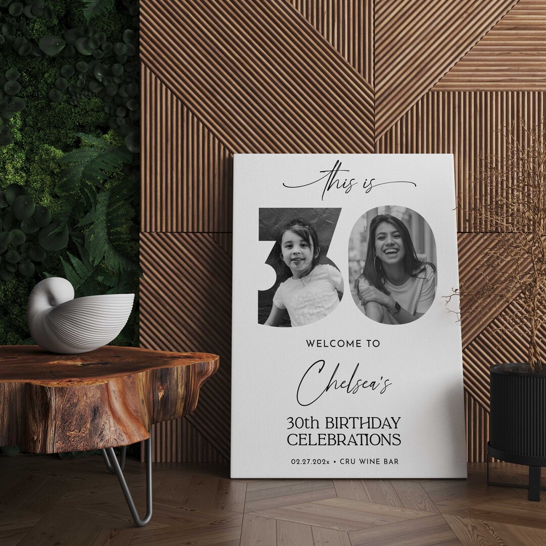 Birthday Sign Custom 30th Welcome Sign, 30th Poster With Photo, 30th ...