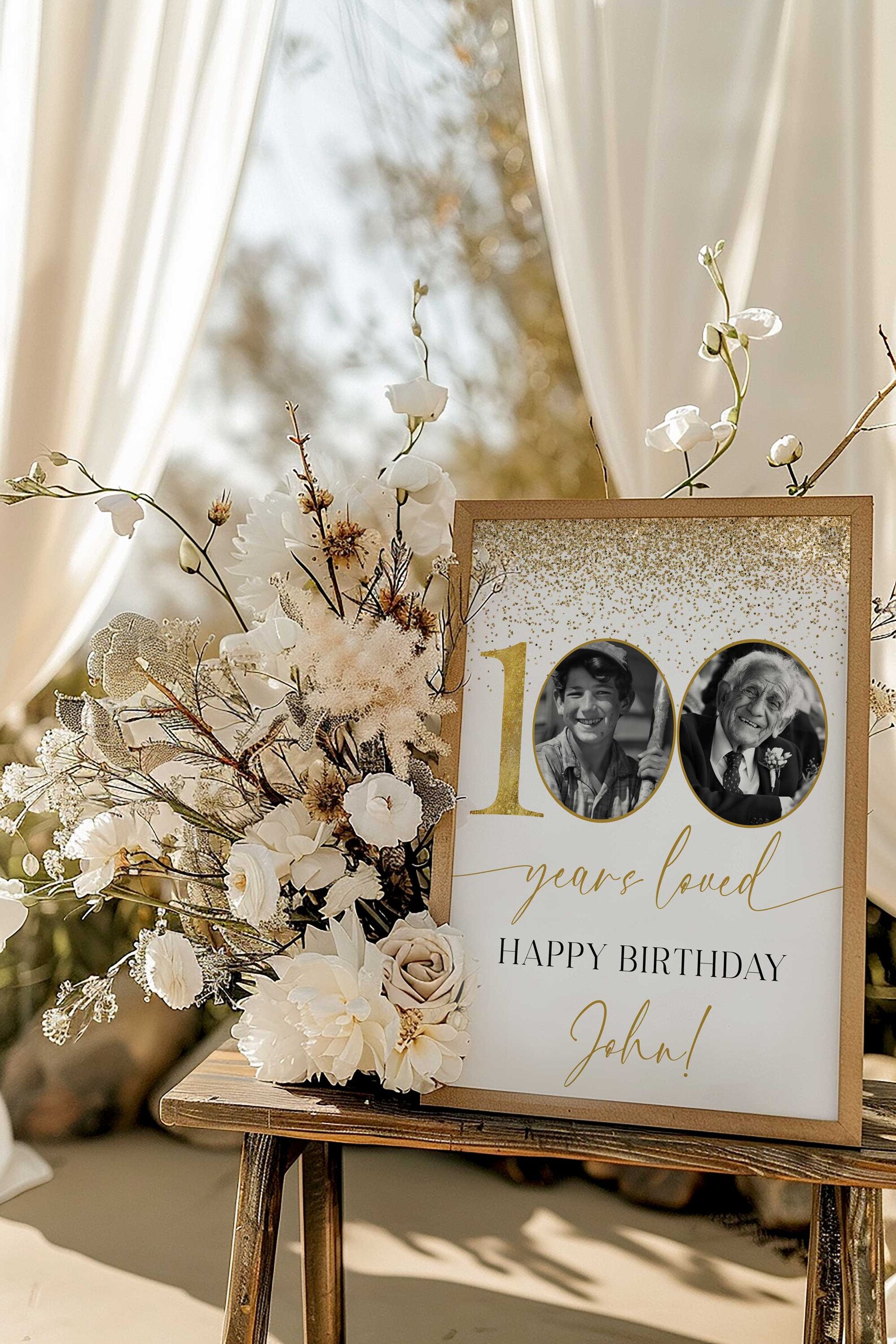 100 Years Loved Sign for Men, 100th Birthday Welcome Sign for Male ...