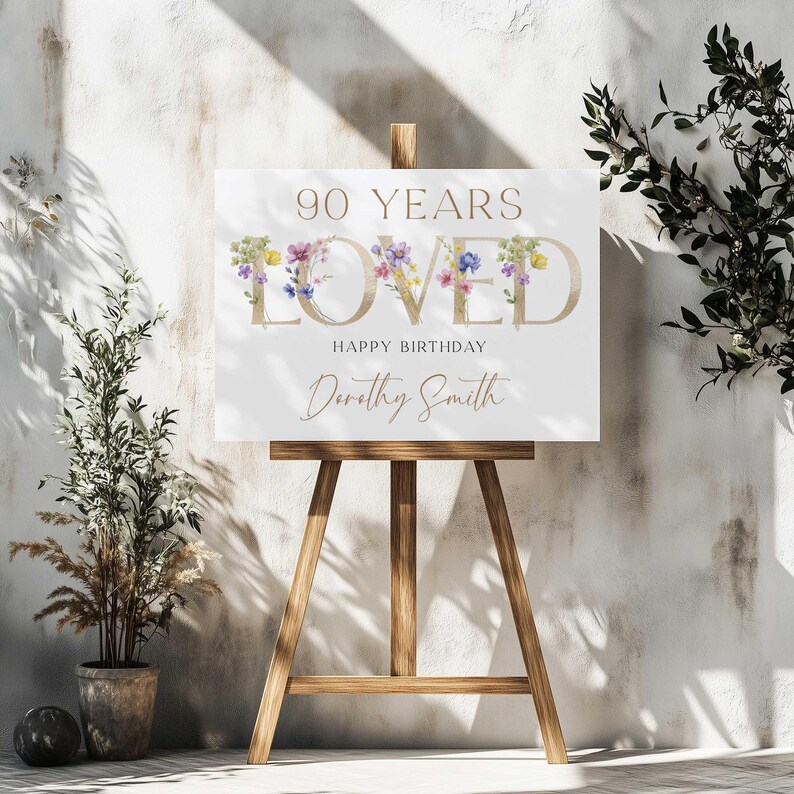 90 Years Loved, 90th Birthday Party Welcome Sign, 90th Birthday Party ...