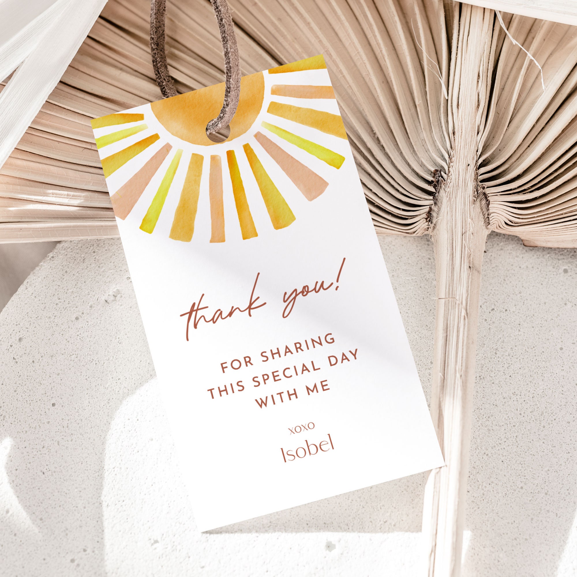 Sun Birthday Thank You Tag, First Trip Around the Sun Favor Tag, Favour ...