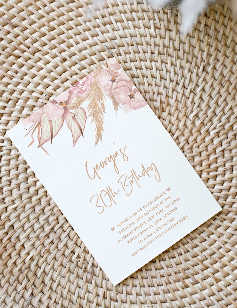 Boho 30th Birthday Invitation Instant Download, Boho Birthday ...