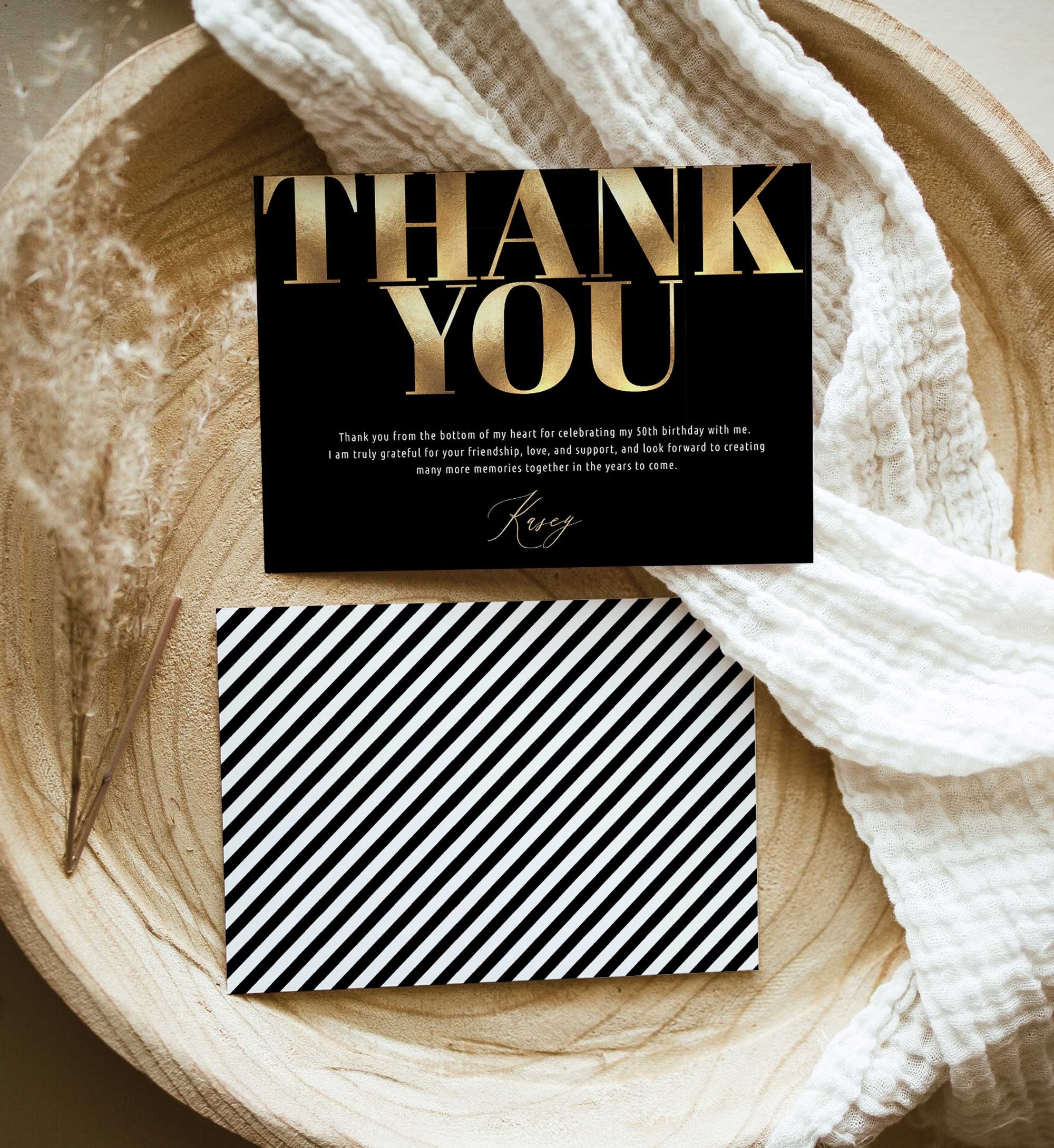 ZARA Printable Thank You Card INSTANT DOWNLOAD Black and Gold - Etsy