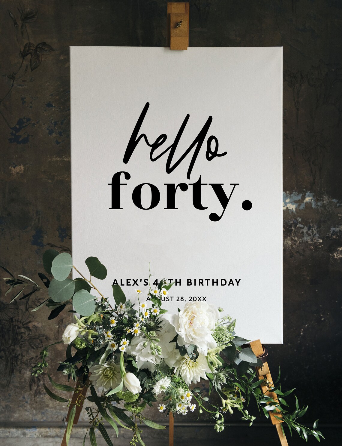 Minimalist HELLO FORTY 40th Birthday Party Welcome Sign, Hello 40 ...