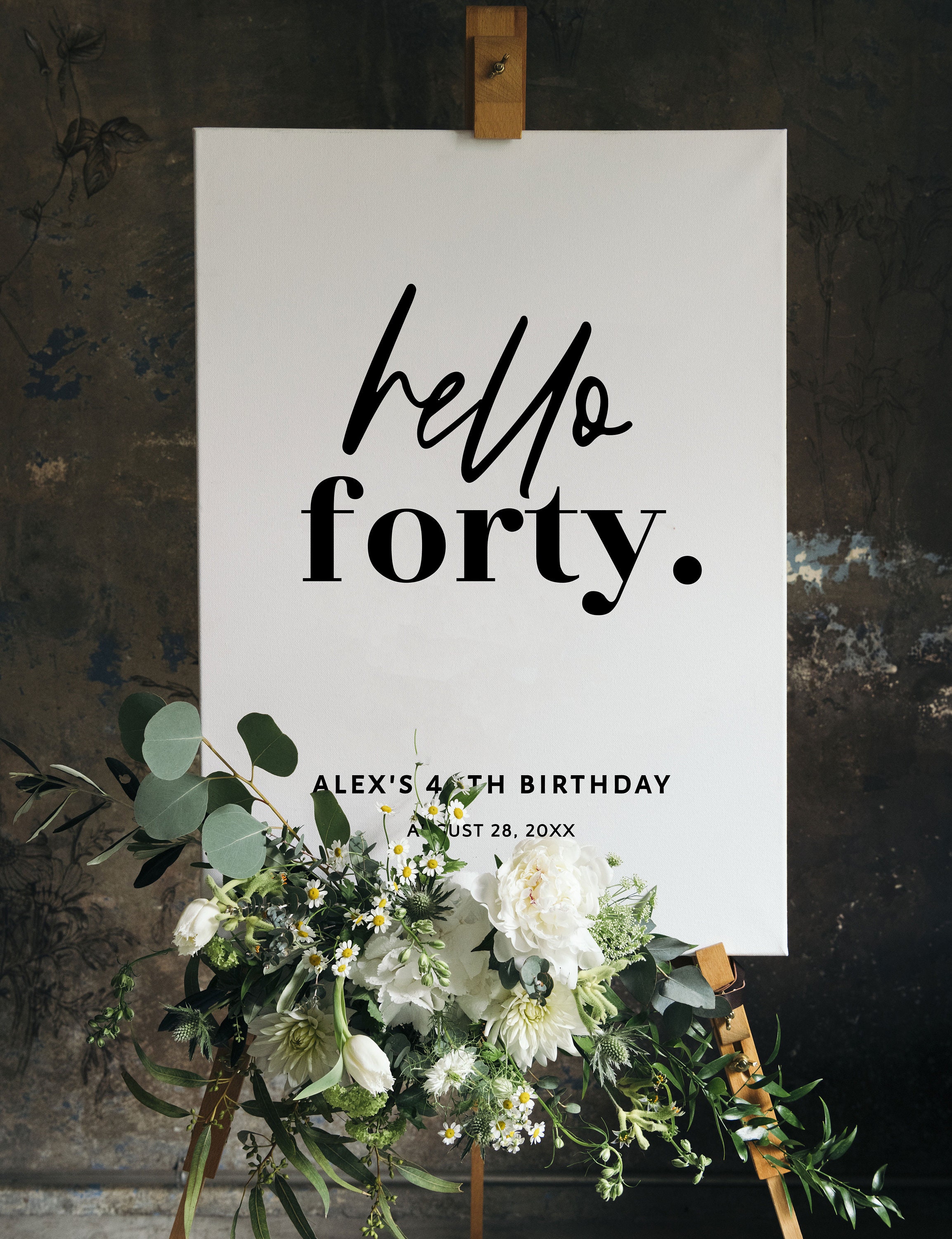 Minimalist HELLO FORTY 40th Birthday Party Welcome Sign Hello | Etsy