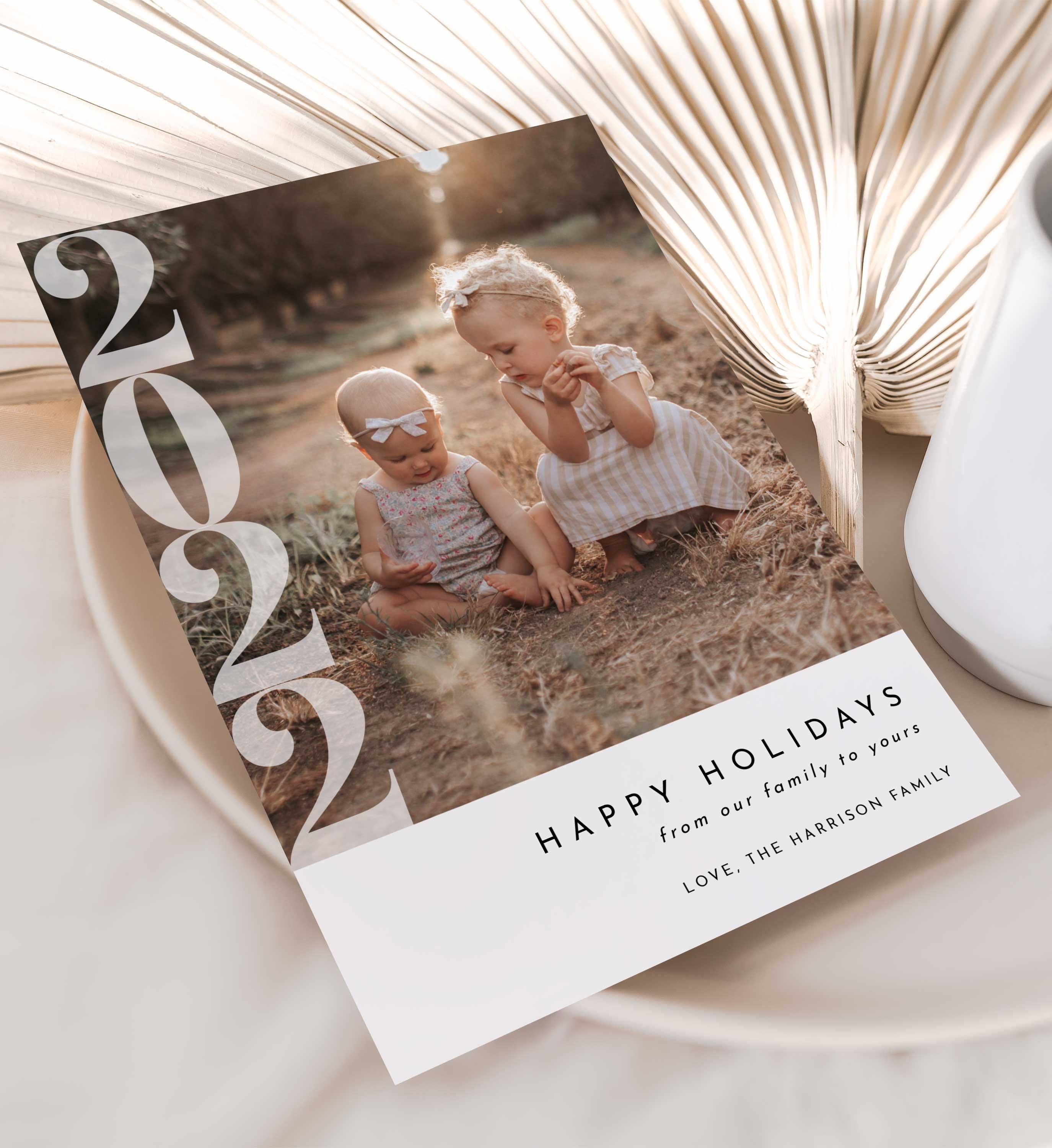 EDITABLE Happy Holidays Photo Card Christmas Card Template - Etsy