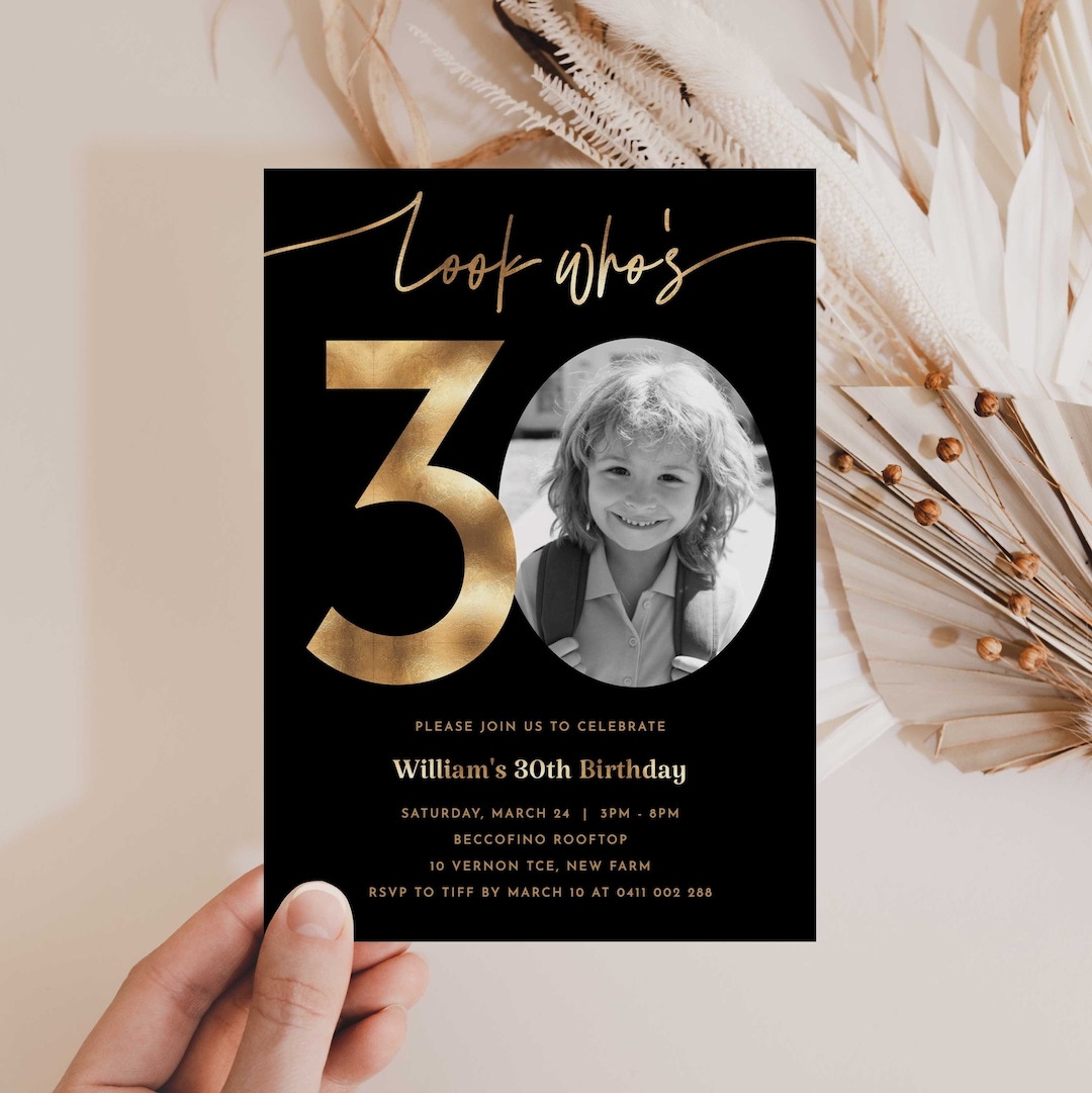 Male 30th Birthday Invitation Template, Look Who's 30, Photo 30th ...