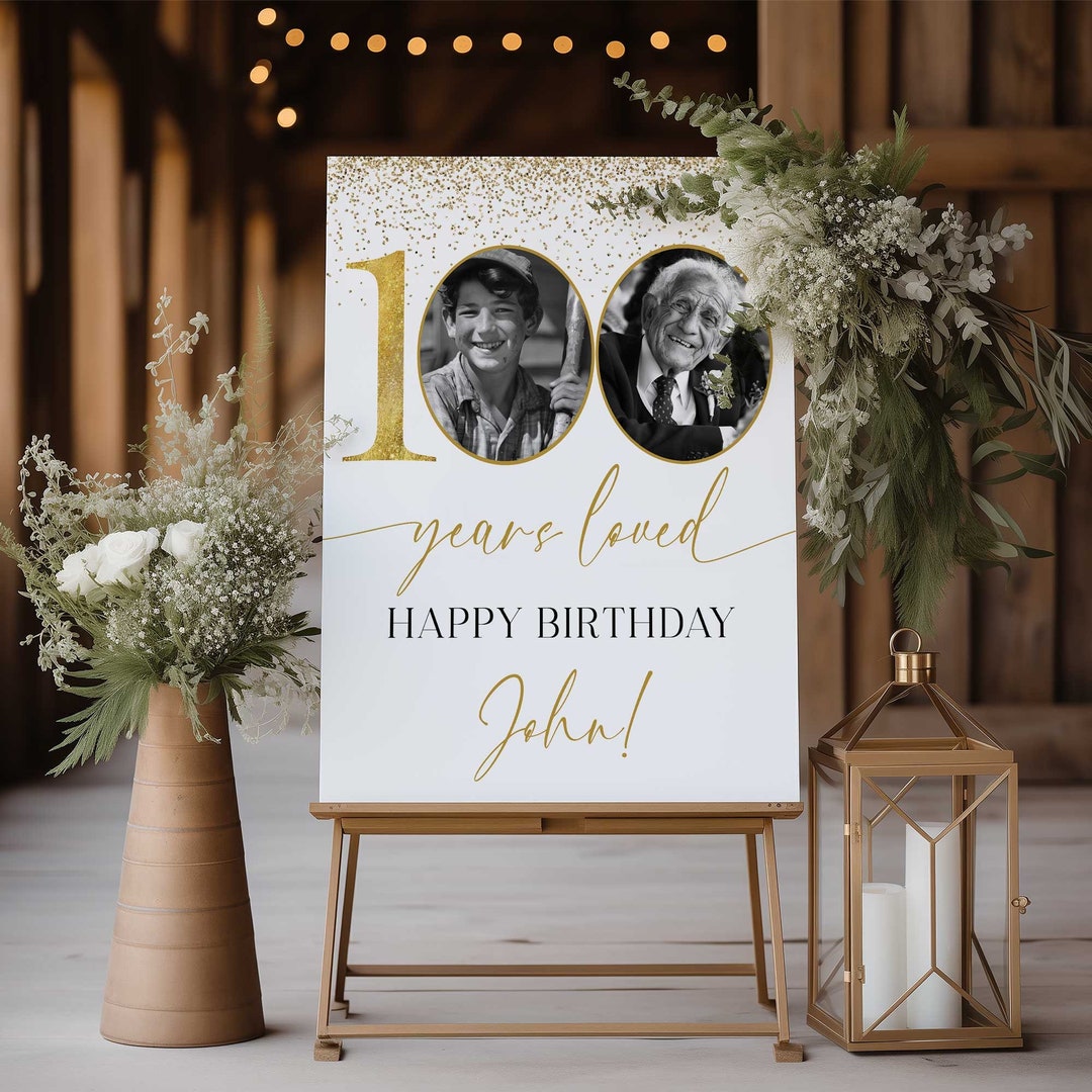 100 Years Loved Sign for Men, 100th Birthday Welcome Sign for Male ...