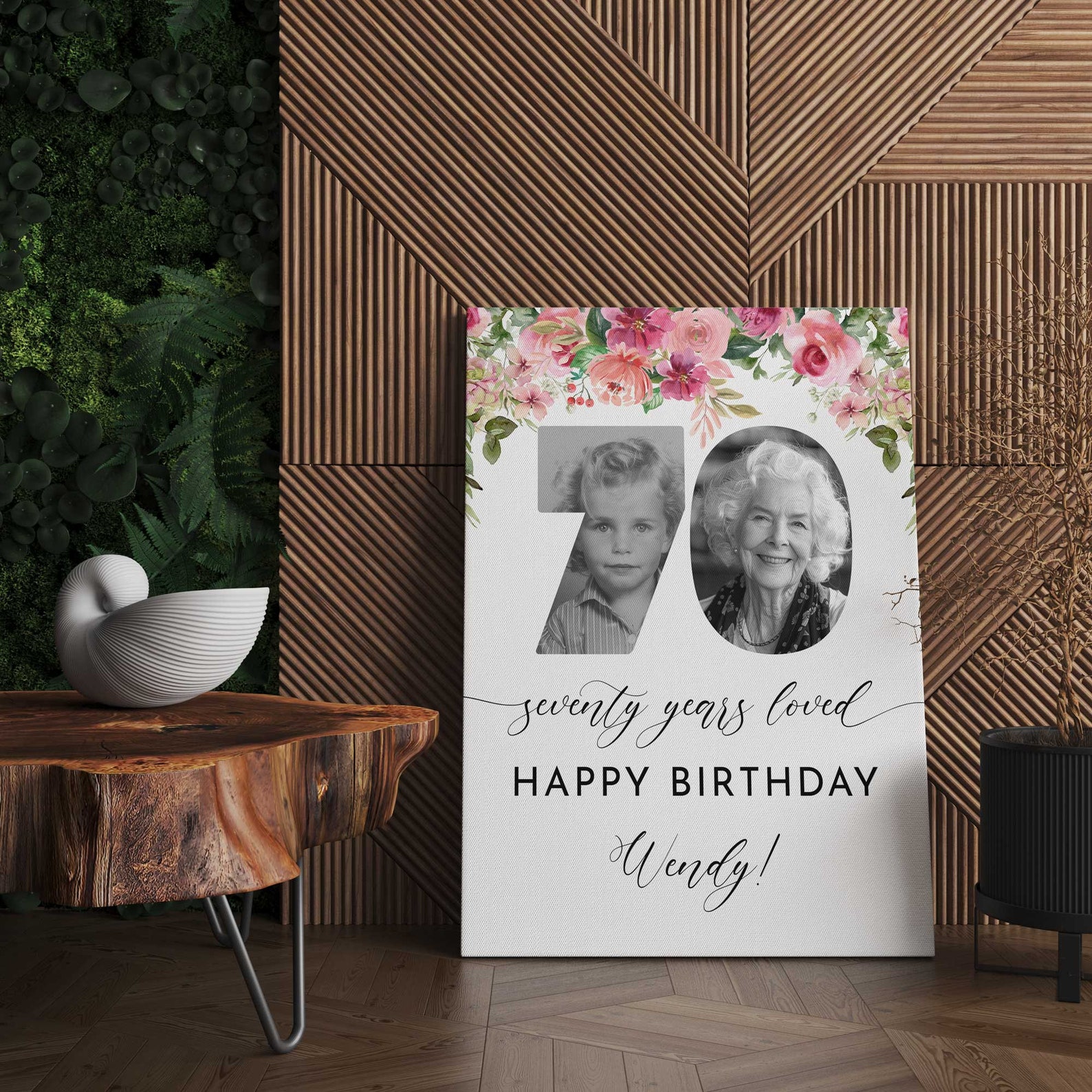 70 Years Loved Sign, 70th Birthday Welcome Sign, Floral 70th Welcome ...