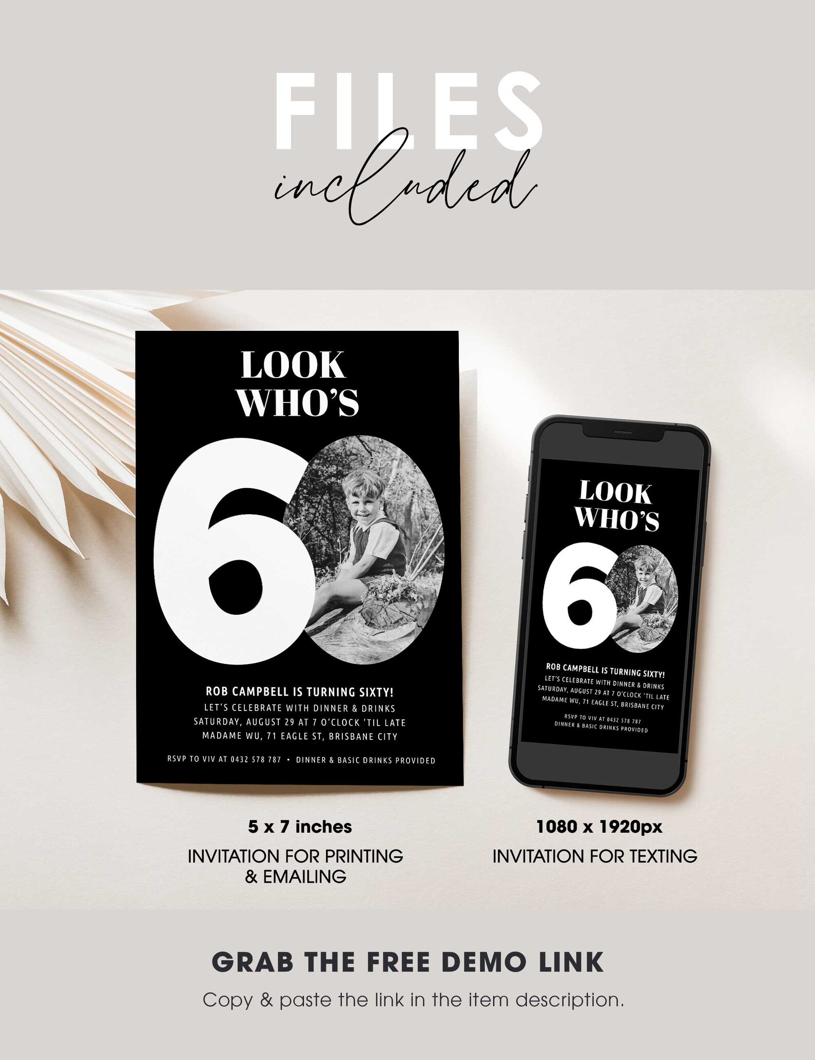 Look Who's 60 60th Invitation With Photo 60th Birthday - Etsy