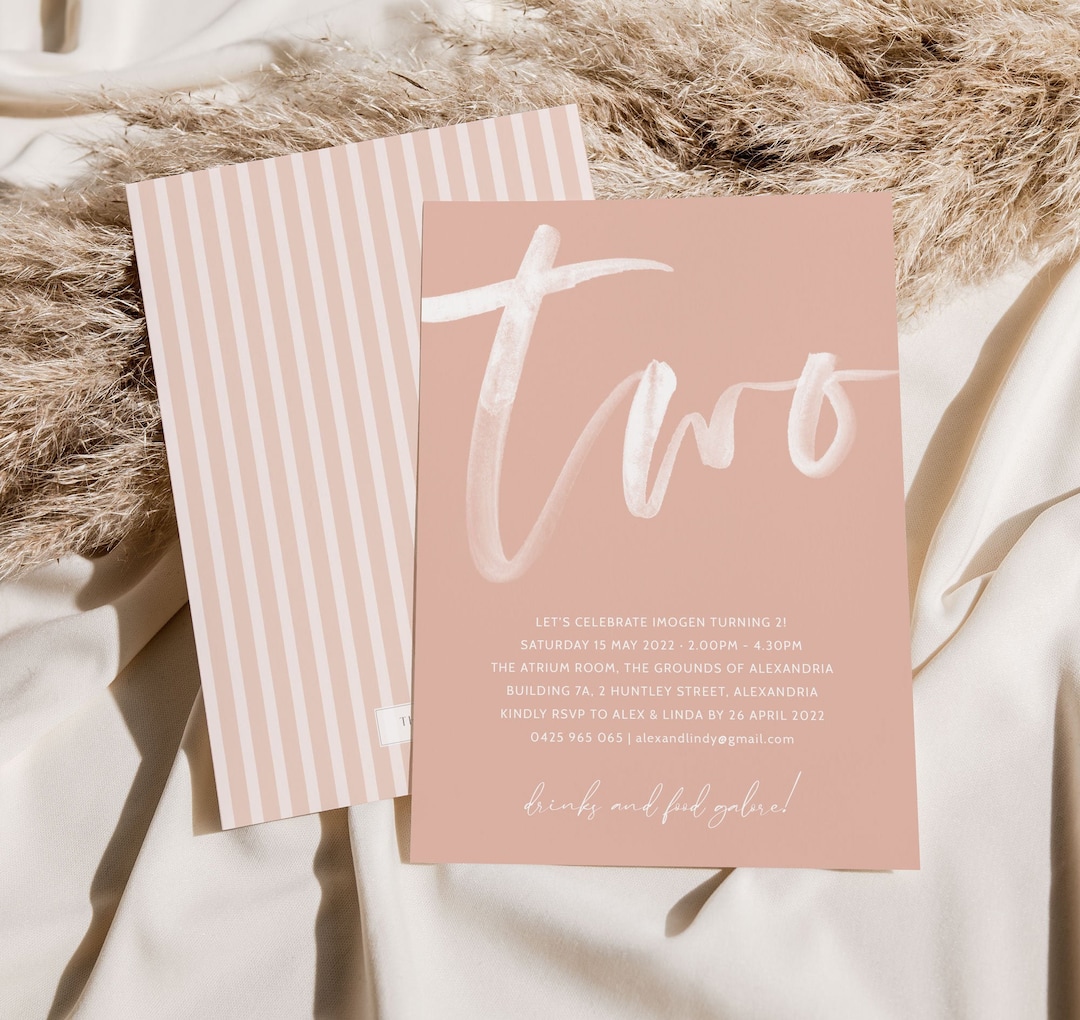 MILA Modern Elegant 2nd Birthday Invite INSTANT DOWNLOAD, Simple Pretty ...